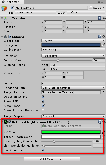 【Unity】暗視エフェクト「Deferred Night Vision」紹介（無料） - コガネブログ