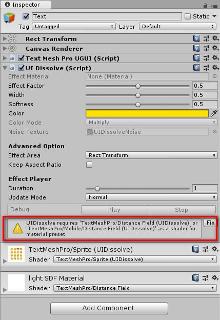 【Unity】TextMesh Pro でディゾルブシェーダが使用できる「DissolveEffectForTMPro」紹介 - コガネブログ
