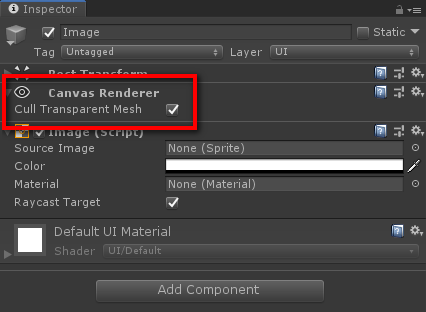 【Unity】uGUI で Canvas Renderer の「Cull Transparent Mesh」をオンにすると透明なオブジェクトの描画をスキップできる - コガネブログ