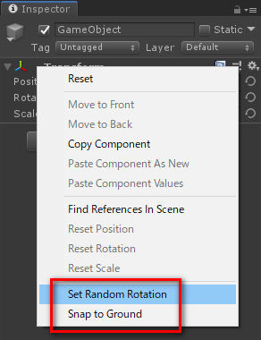 【Unity】Transform の Inspector にリセットボタンを追加したりできる「Extended Transform Editor」紹介 - コガネブログ