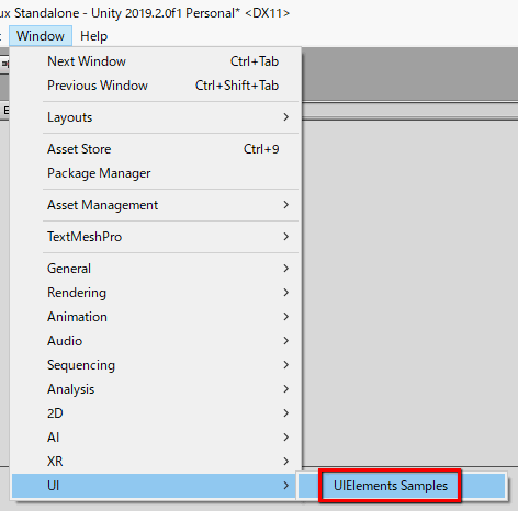 【Unity】Unity 2019.2.0 新機能 - UIElements の実装サンプルがエディタ上から閲覧できるようになった - コガネブログ