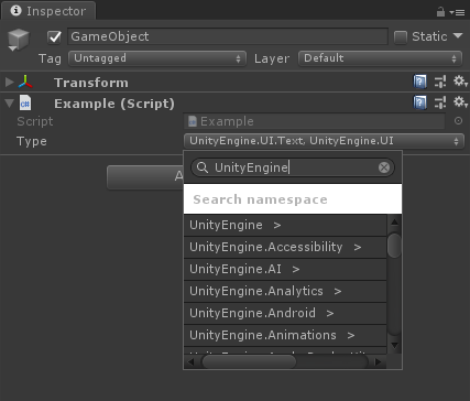 【Unity】Inspector で Type 型をプルダウンメニューから選択できる「TypeInspector」紹介 - コガネブログ