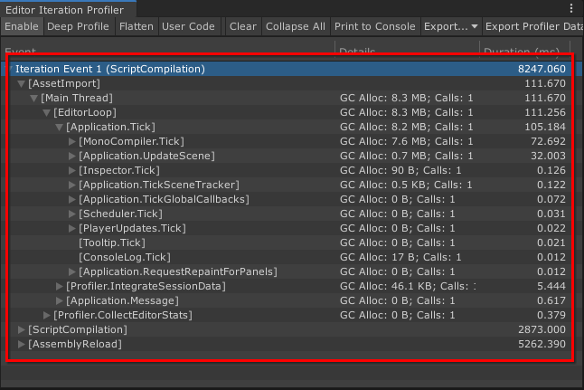 【Unity】エディタ上でのスクリプト関連の操作でなぜ処理に時間がかかっているのか確認できる「Editor Iteration Profiler」紹介 - コガネブログ