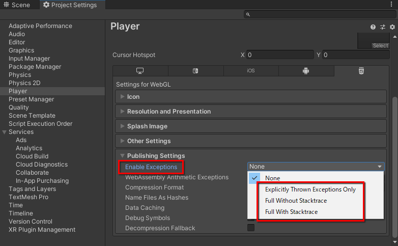 【Unity】Uncaught undefined - Exception catching is disabled, this exception cannot be caught ...