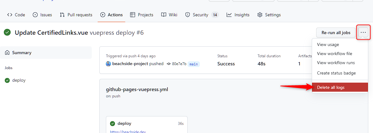 GitHub Actions の storage の容量がいっぱいになった時の対処方法とエコな運用 Tips - BEACHSIDE BLOG