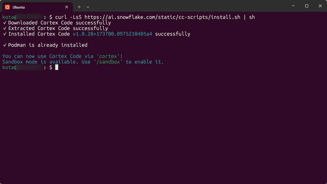 【Snowflake】初回導入手順徹底解説！WSLのUbuntuにCortex Code CLIをインストールしよう！ - BeeX Tech ...