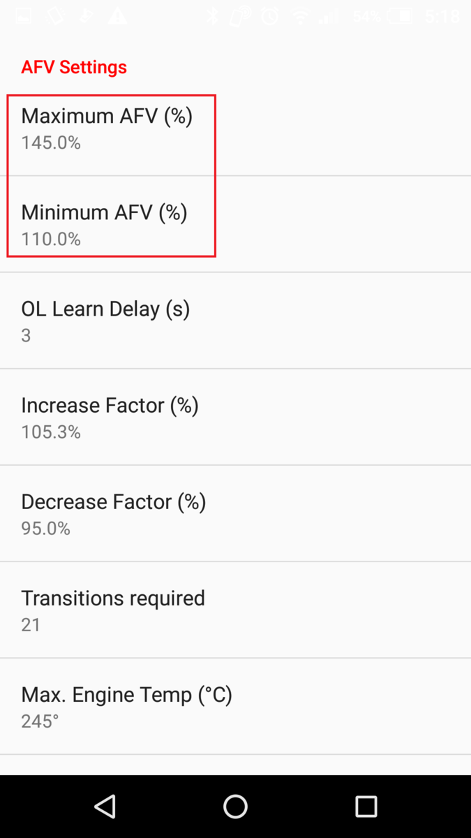 ECM DroidでAFVの上下限を設定 - 日々の過ち
