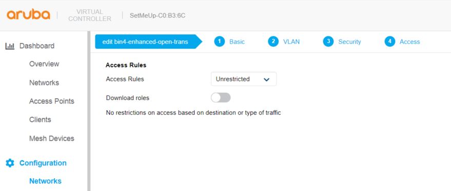 Open Enhanced setting on Aruba AP505/Instant OS 8.7.0.0 - ネットワークエンジニアの ...