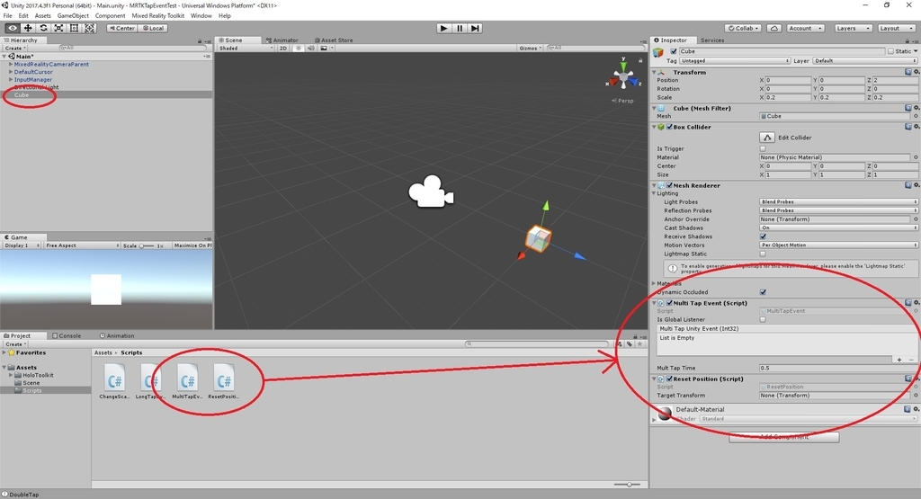 Unityでオブジェクトをシーン開始時の相対位置に戻す - MRが楽しい