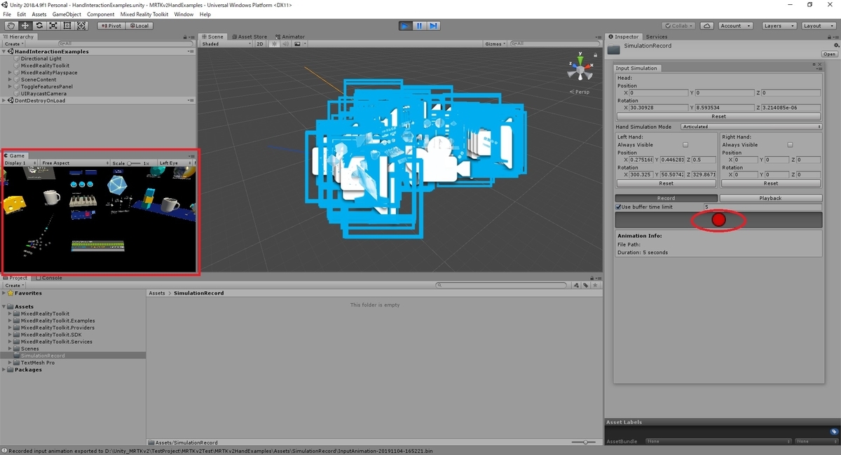 MRTK v2を使ってUnityEditor内でのシミュレーション機能を操作する - MRが楽しい