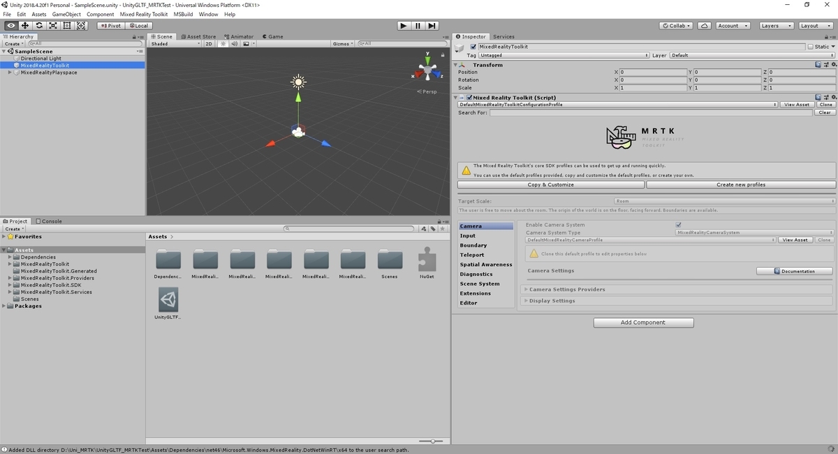 KhronosGroup/UnityGLTFを使ったglbファイルの動的読み込みをHoloLens2プロジェクトで試す その1 - MRが楽しい