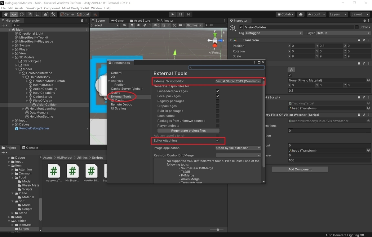 UnityのスクリプトにVisualStudioを使ってブレークポイントを設定する - MRが楽しい