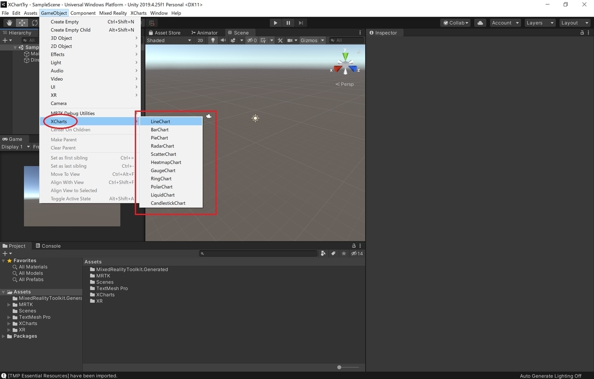 Unityで動的にグラフを作成するunity-ugui-XChartsを試す - MRが楽しい