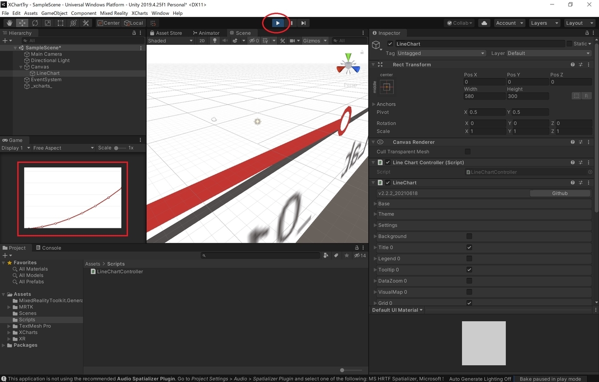 Unityで動的にグラフを作成するunity-ugui-XChartsを試す - MRが楽しい