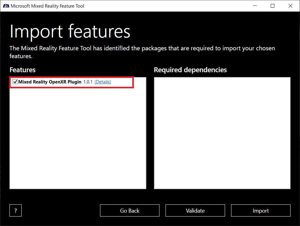 Mixed Reality Feature Toolを使ってUnityプロジェクトにMixed Reality OpenXR Pluginをインポートする - MRが楽しい