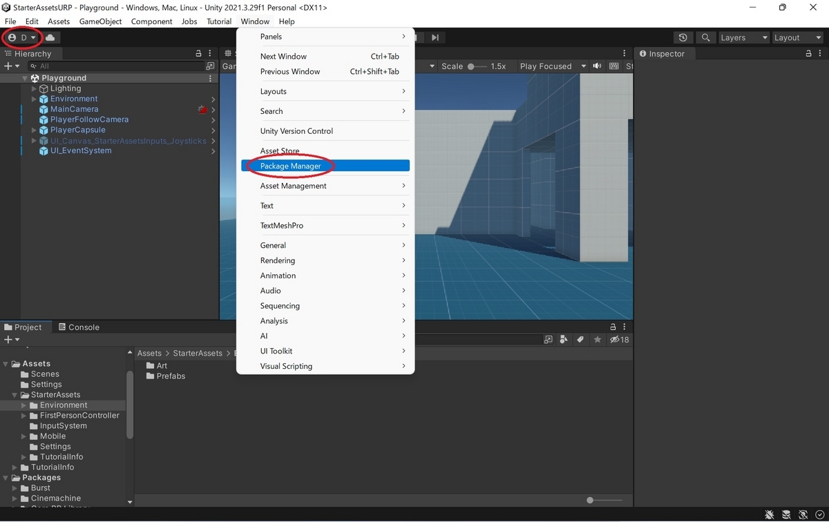 UnityのStarterAssetsを使って三人称視点でステージを歩き回るシーンを試す - MRが楽しい