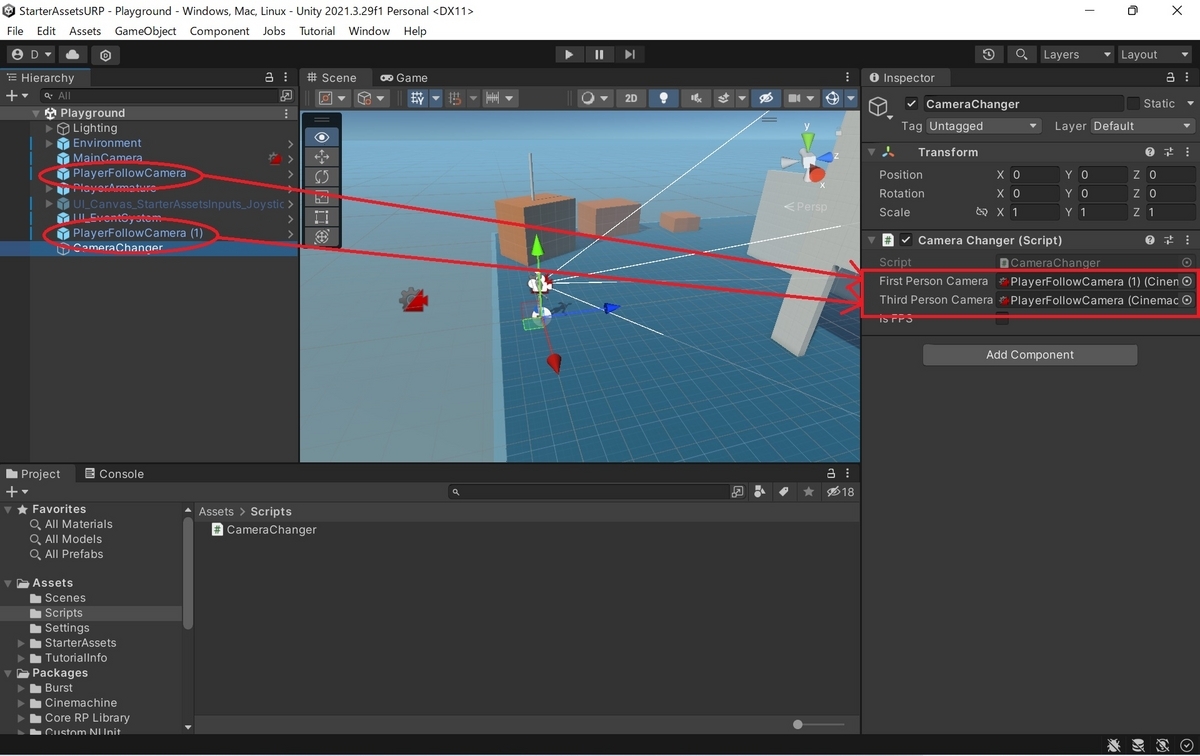 UnityのStarterAssetsを使って一人称視点と三人称視点を切り替える - MRが楽しい