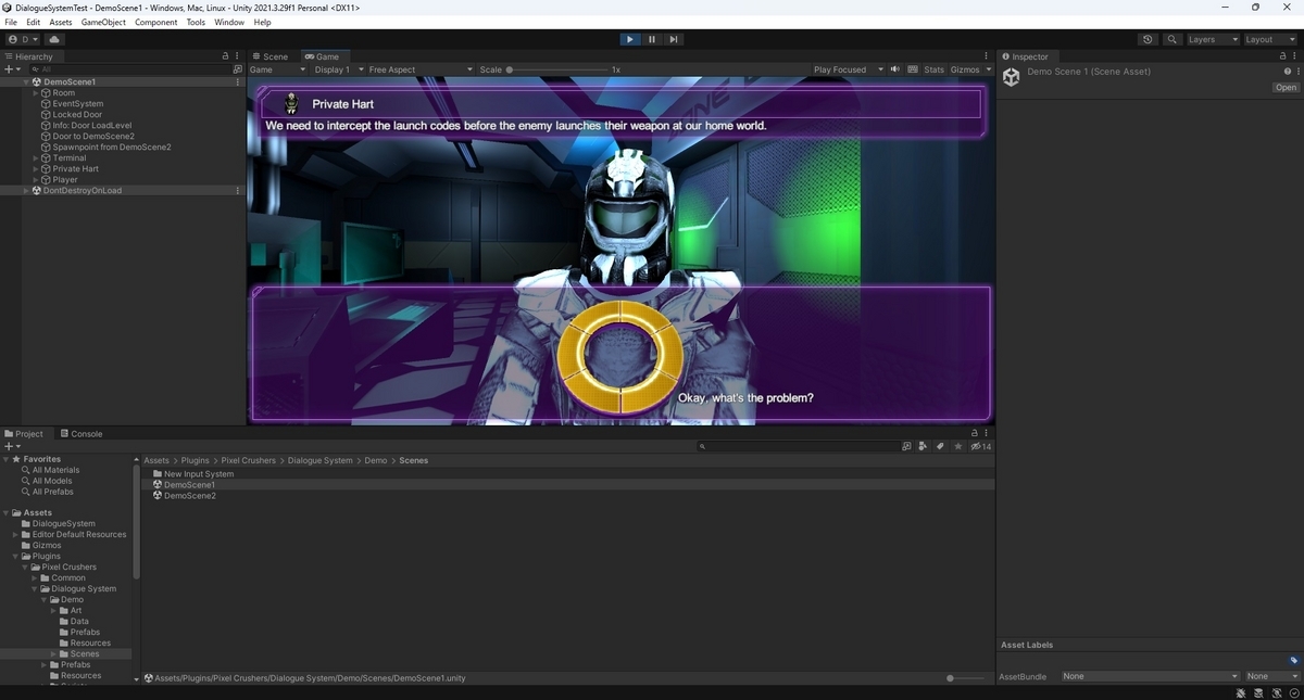DialogueSystemのデモシーンを試す - MRが楽しい