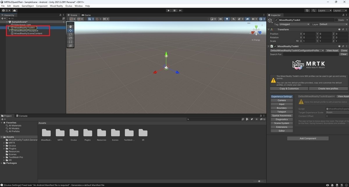MRTKv2.xを使ってMetaQuest3向けのUnityプロジェクト作成を行う その4（MRTKを用いたサンプルシーンの作成） - MRが楽しい
