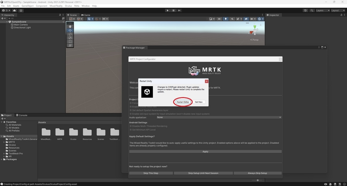 MRTKv2.xを使ってMetaQuest3向けのUnityプロジェクト作成を行う その2（Oculus XR PluginとMeta XR ...