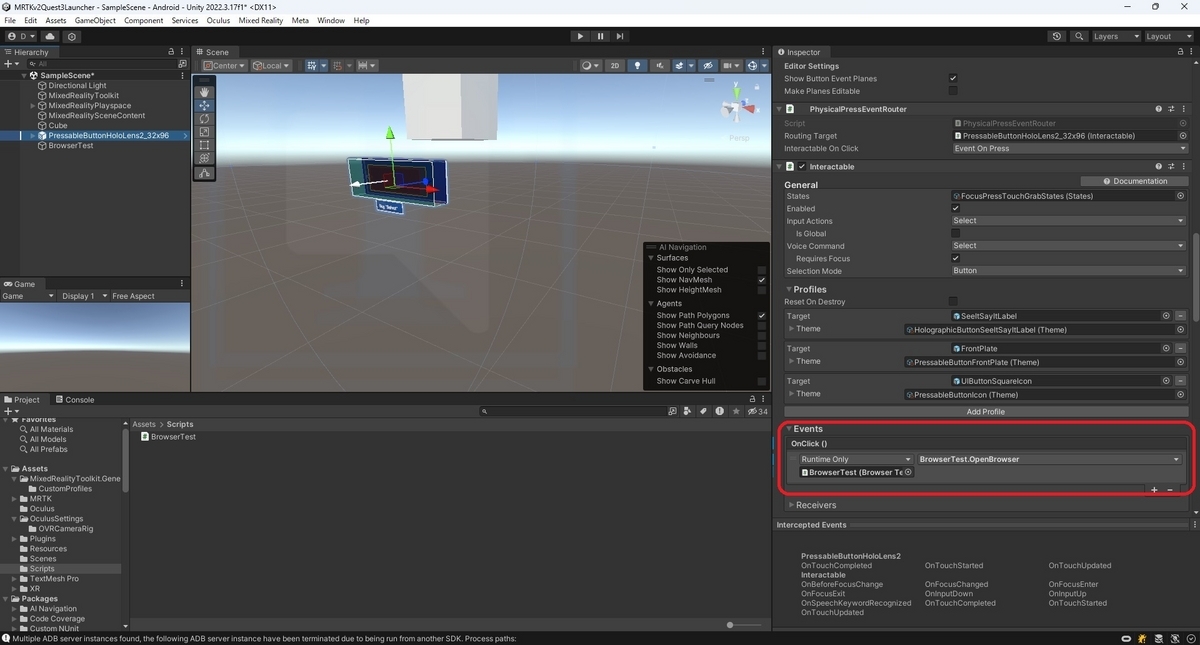 MRTKv2.xを使ってMetaQuest3向けのUnityプロジェクト作成を行う その16（Quest3アプリ内からウェブブラウザを開く） - MRが楽しい