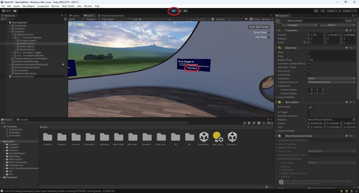 Meshの環境作成チュートリアルMesh 101を試す その9（Mesh Interactable Setupを使ってオブジェクトを掴む） - MRが楽しい