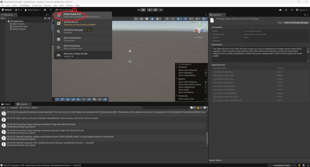 MetaHorizonの開発ドキュメントを読む その1（Meta XR開発向け設定を行ったUnityプロジェクトの作成） - MRが楽しい