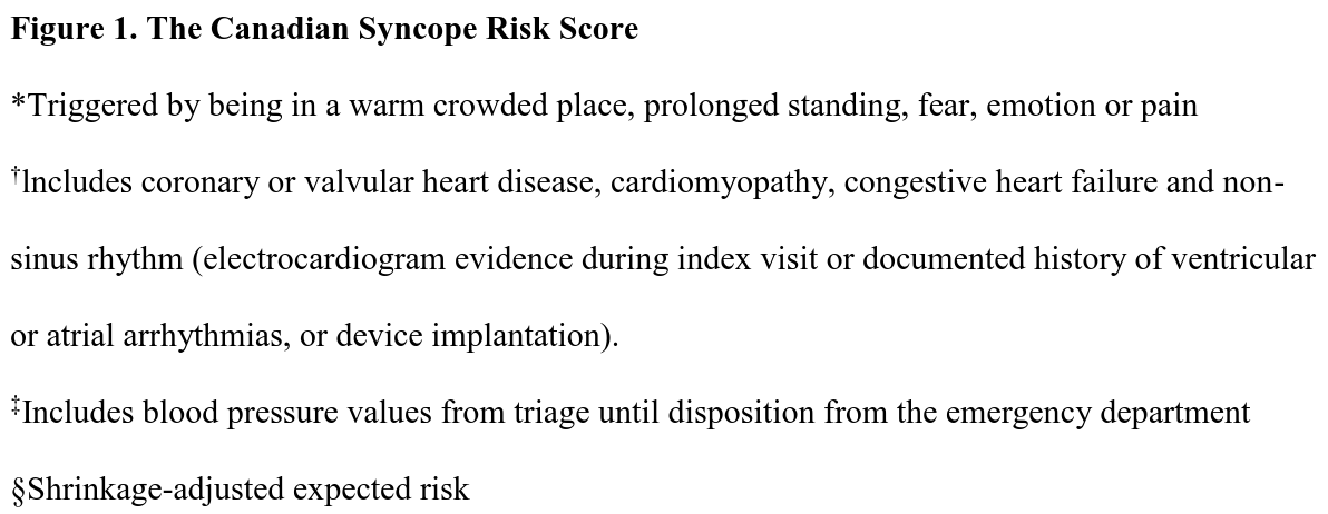 The Canadian Syncope Risk Score - okamotonojinzo