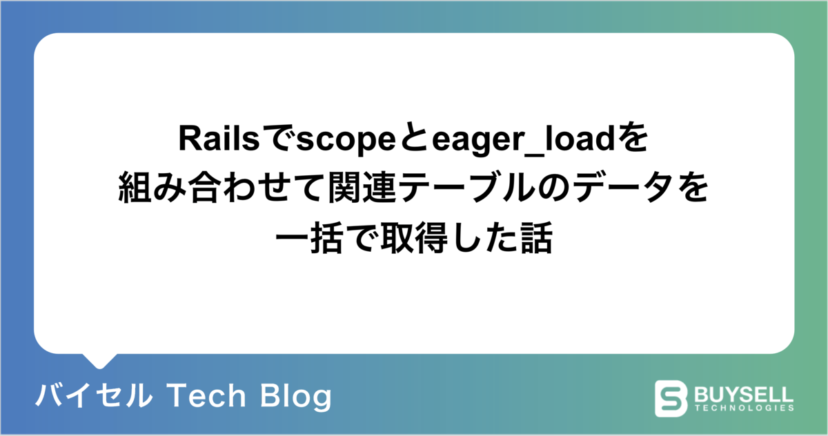 Railsでscopeとeager_loadを組み合わせて関連テーブルのデータを一括取得した話 - バイセル Tech Blog