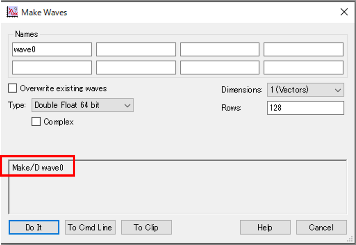 一次元waveの作り方と操作@igor pro - があらんどう