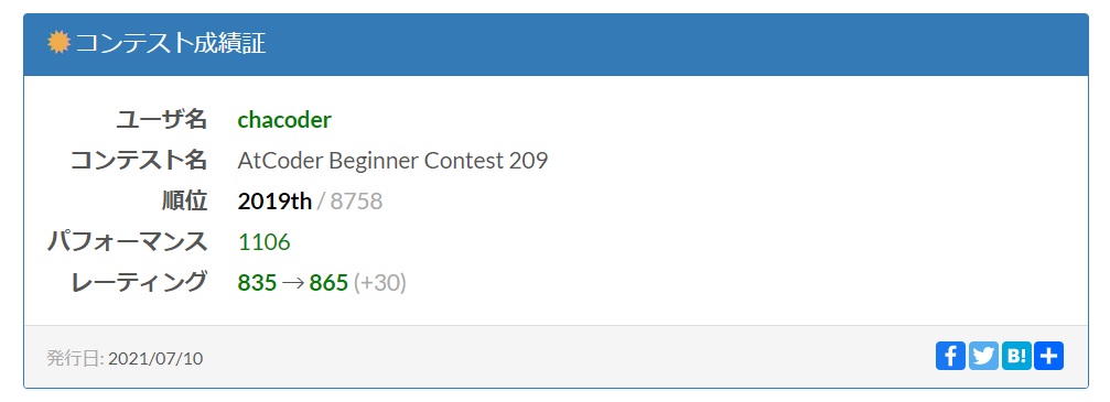 ABC209参戦記 - chacoderのブログ