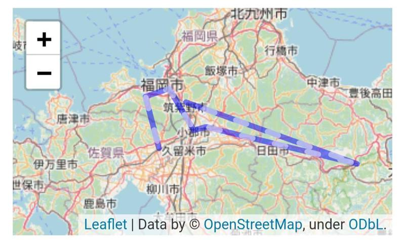 【foliumのPlugins】地図にAntPath(蟻の道)を描く - よちよちpython