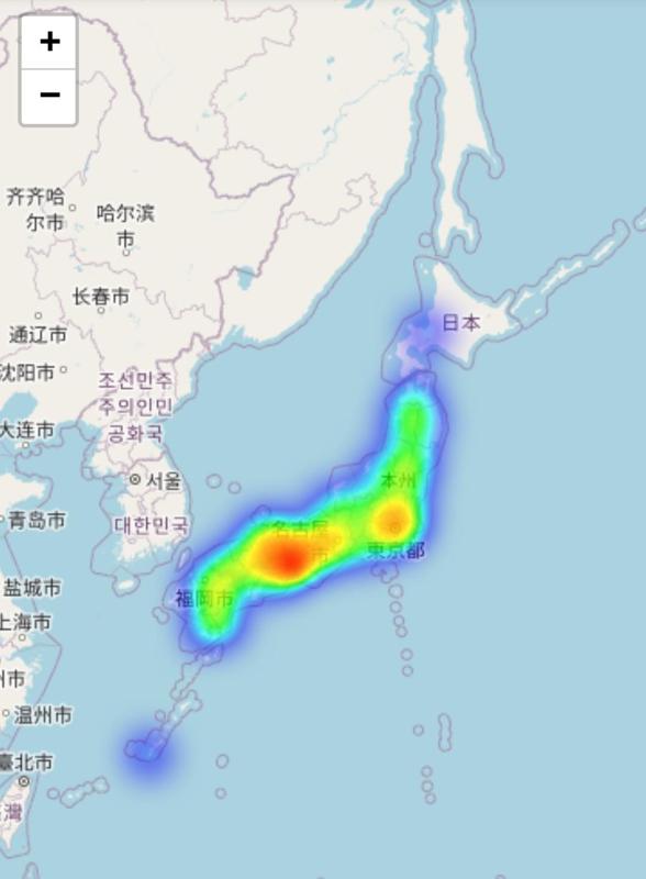 【foliumのPlugins】HeatMap(ヒートマップ)の使い方 - よちよちpython