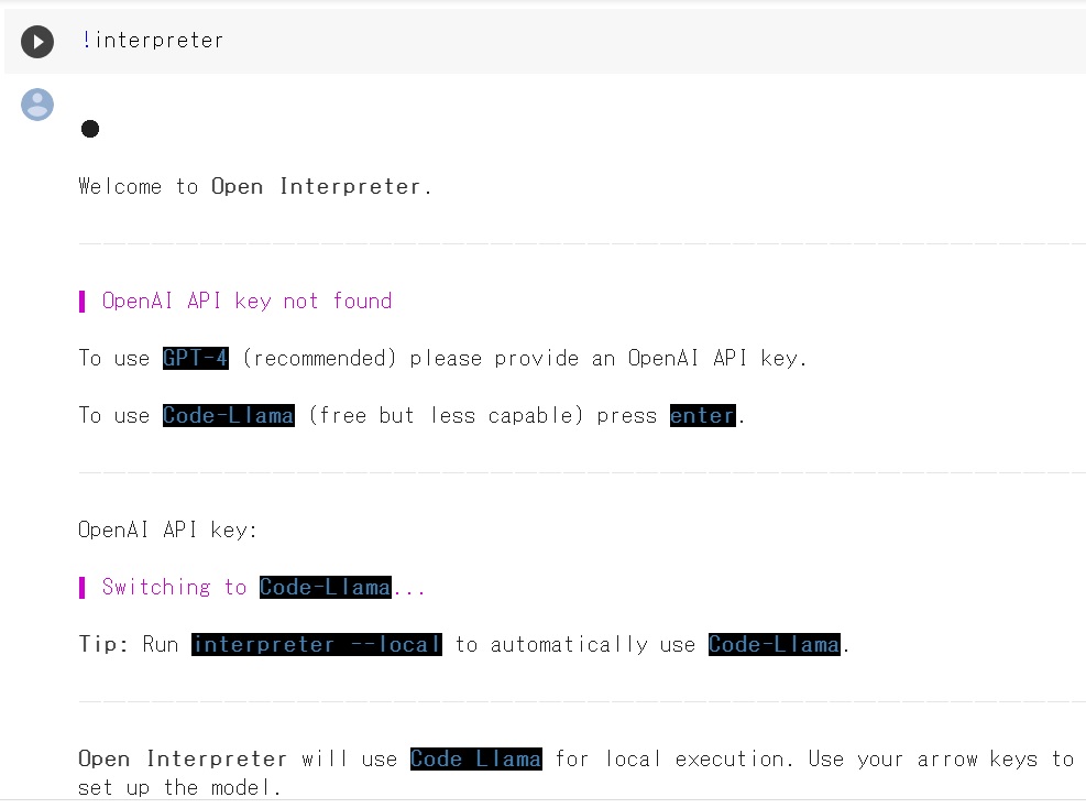 Open Interpreterをgoogle colabで使う(Code Llama編) - 交換修理足漕滑走記録