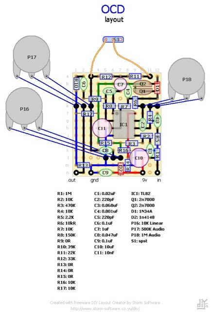 Fulltone OCD 自作 レイアウト - エフェクター自作記録
