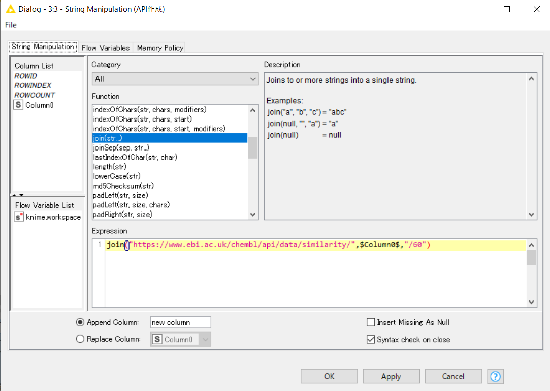 【KNIME】化合物のChembl_IDをSMILESから引っ張ってきたい。 - いろいろ倉庫