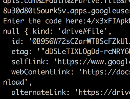 Qiitaの"Node.jsのOAuthを使ってGoogleDriveAPIを叩いてみた"をやってみる - コンパイラかく語りき