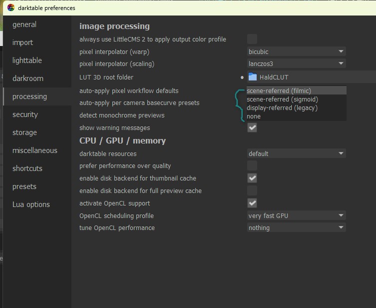 darktable4.4の改善点（2）デフォルトのワークフロー構成オプション - computer_philosopher’s diary