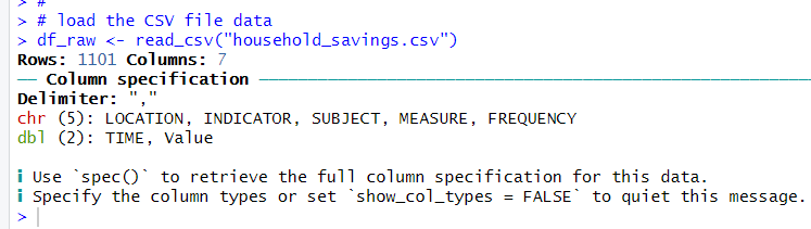 OECD Household savings data analysis 1 - Import CSV file data into R ...