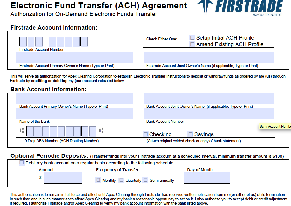 FirstradeのACH登録方法 - Dartmania Cafe