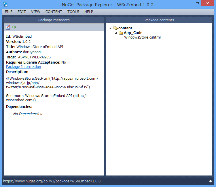 Windows Store oEmbed API を NuGet にしておきました - だるろぐ