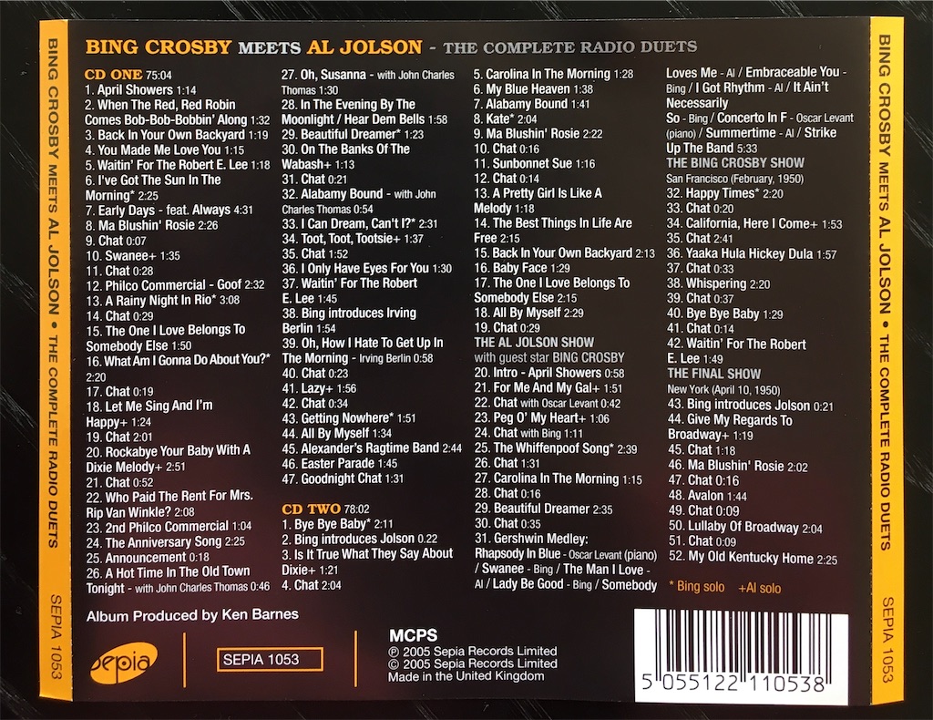 【CD】(disc2) BING CROSBY MEETS AL JOLSON THE COMPLETE RADIO DUETS ( AND ...