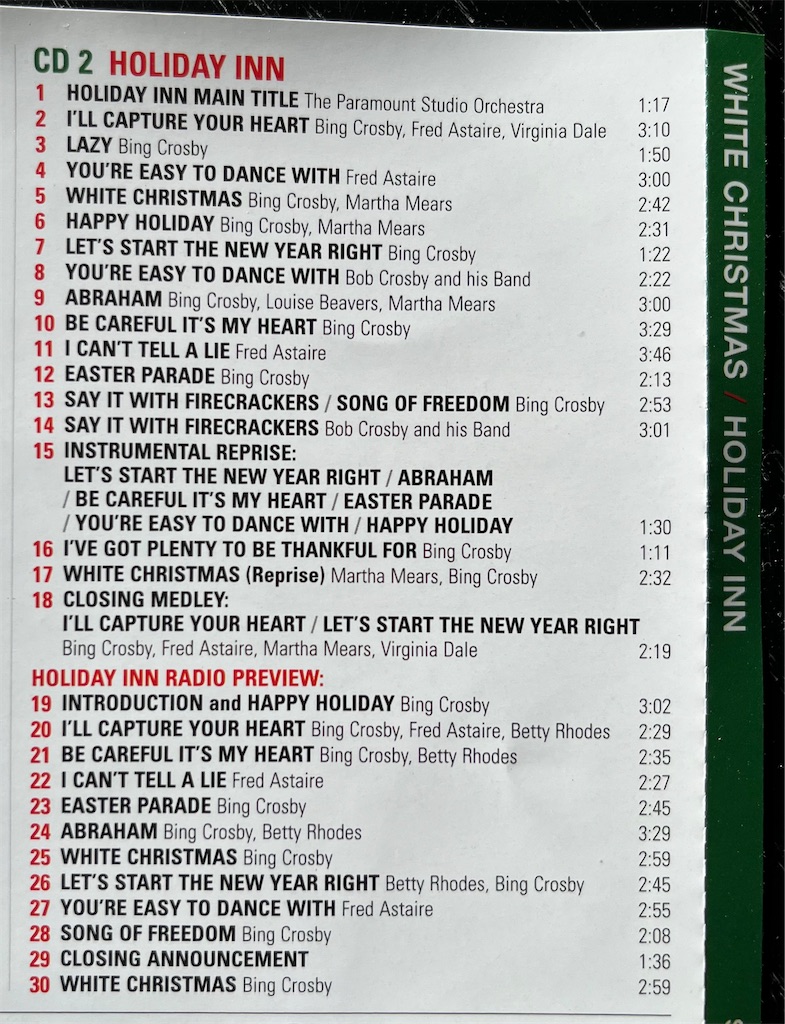 【CD】HOLIDAY INN (PREMIRE RELEASE OF THE ORGINAL FILM SOUNDTRACKS) - 瓶具 ...