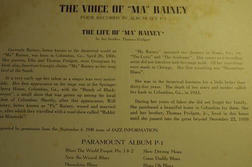 The Voice Of ”MA” RAINEY PARAMOUNT ALBUM No.1 Vol.1 - ドクた、の手持ちSP盤整理箱