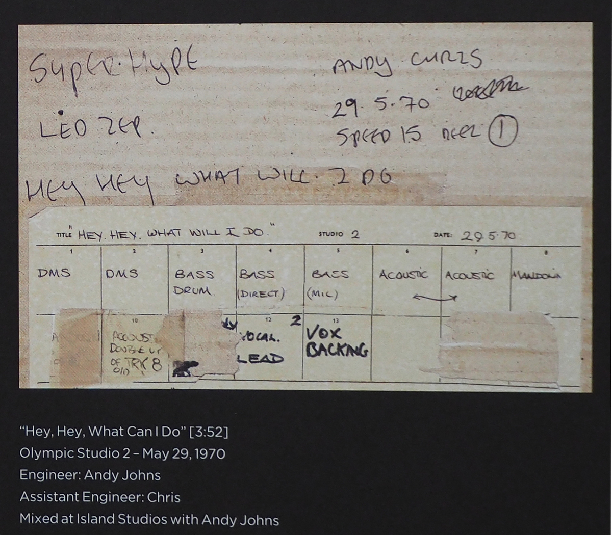 Making Of LZ III 10 : Olympic Studios 1 - LED ZEPPELIN - CELEBRATION DAYS