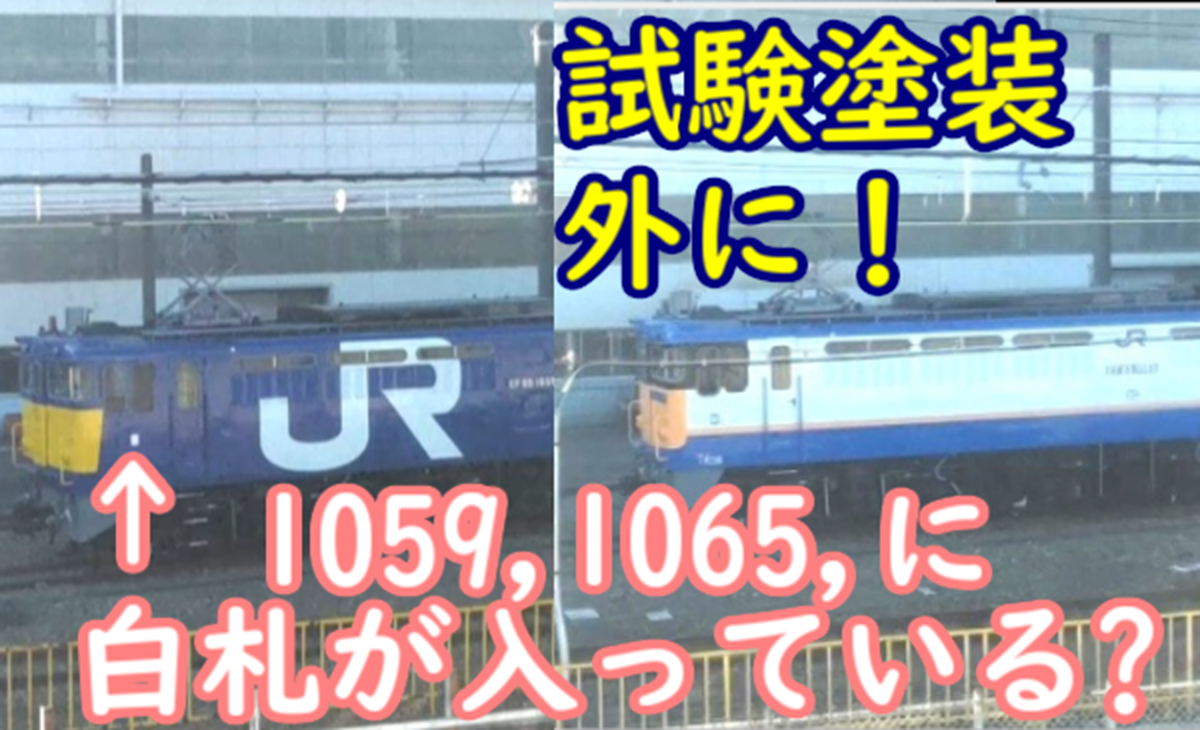 札入に白の札が入っている？EF65 1059・1065 試験塗装機 外に出た！初めて見ました - てつとおの鉄道新ブログ