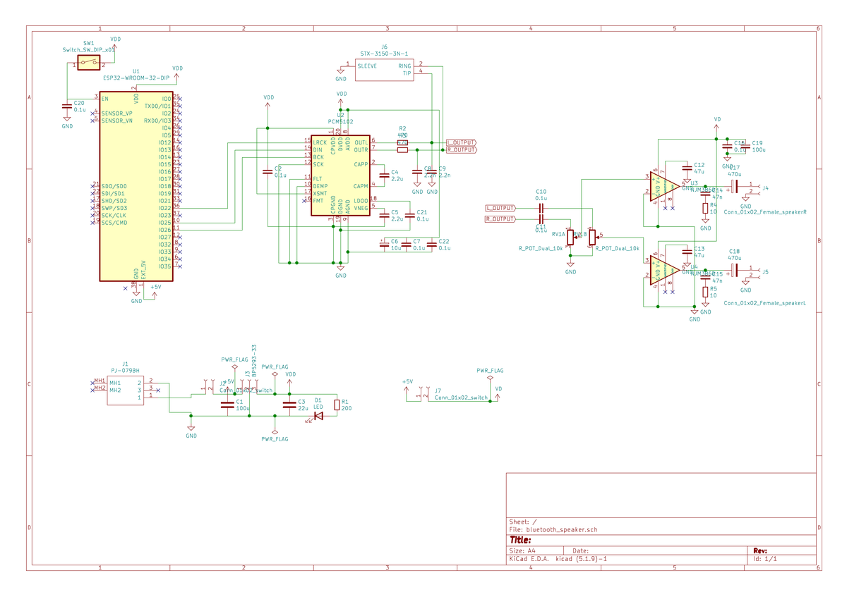 ESP32＋PCM5102 Bluetoothスピーカー回路基板 - Diary of Engineering