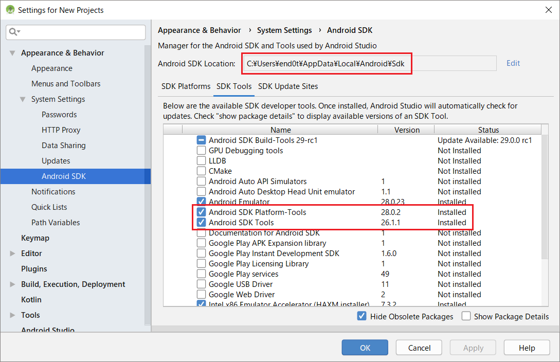 android studio v3.3.2 for Windows 64-bit のinstall時に platform-toolsがinstallされない - end0tknr's ...