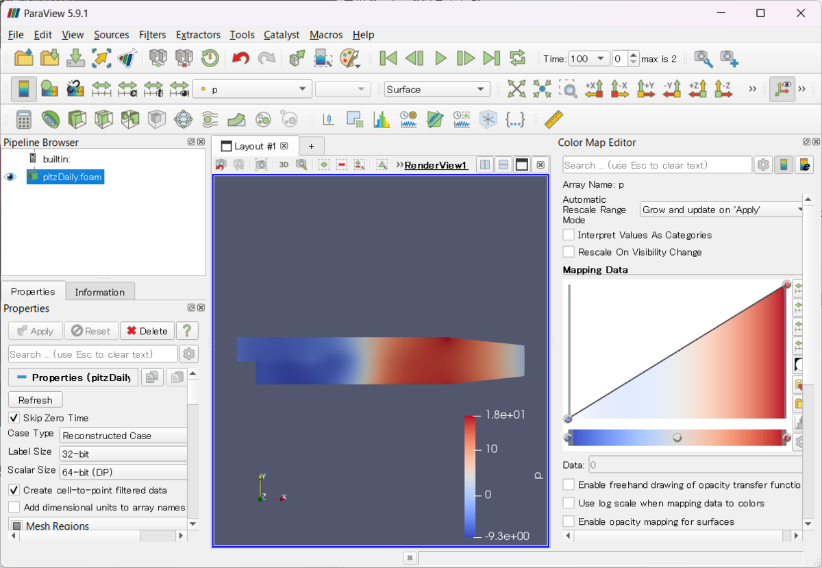 OpenFOAM tutorials の incompressible/simpleFoam/pitzDaily - end0tknr's kipple - web写経開発