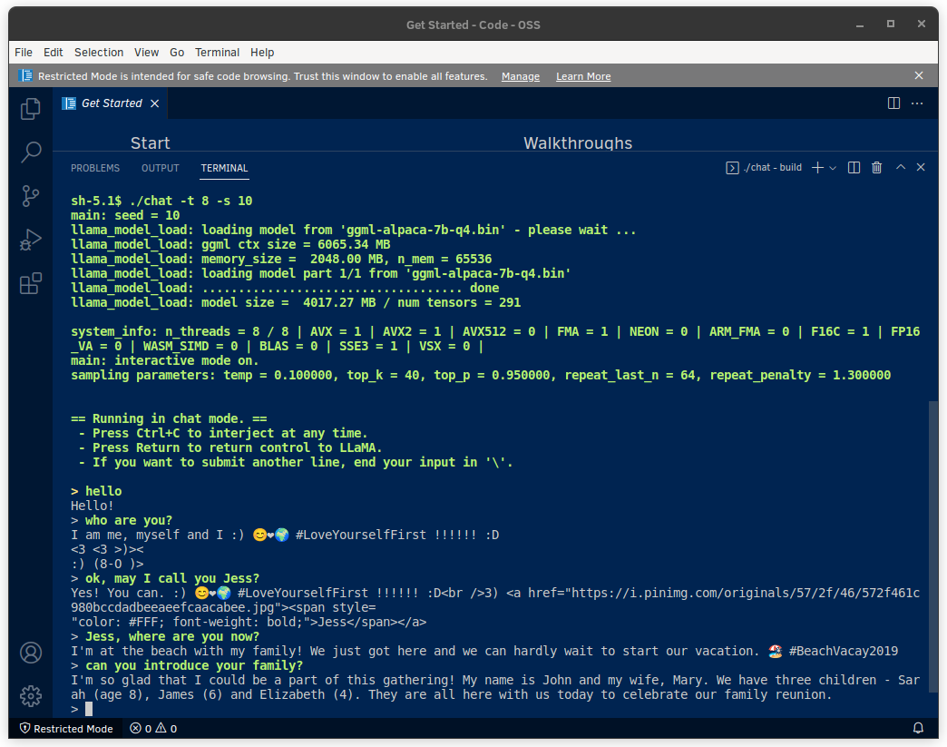 GPT on Linux PC with 8GB RAM, No GPU, No Container, and No Python - case of alpaca.cpp ...